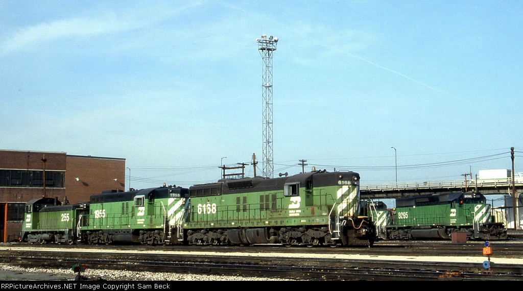 BN 6168, 1955, 255, and 8095 at the Roundhouse